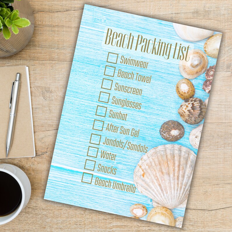 Oceanfront Packing Printable Guide, Editable Beach Weekend Daytrip List ...