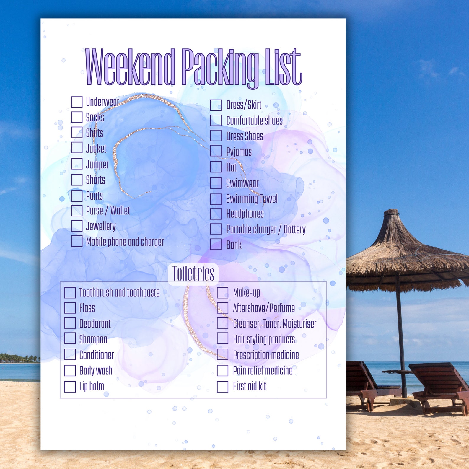 All Inclusive Packing List, Editable Packing List Printable, Vacation ...