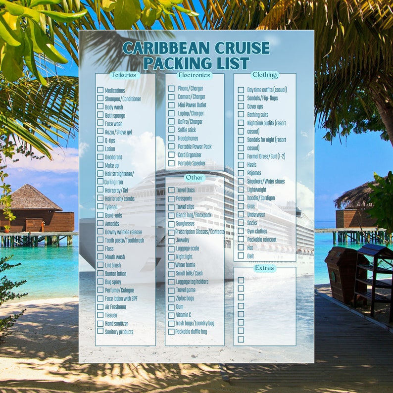 Caribbean Cruise Packing List | Tropical Vacation Travel Planner (PDF ...