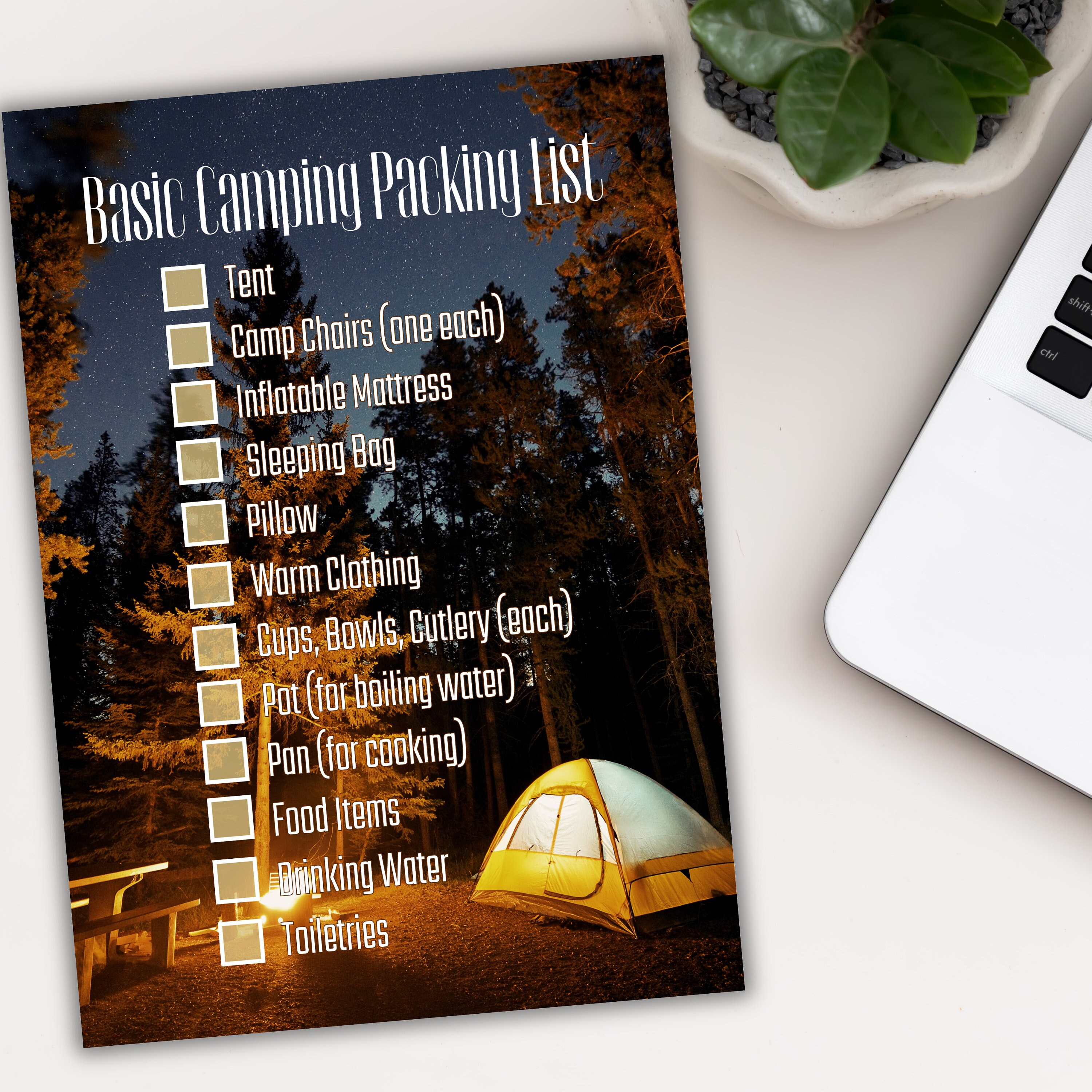 Camping Packing List, Camping Checklist, Editable Camping Organization ...