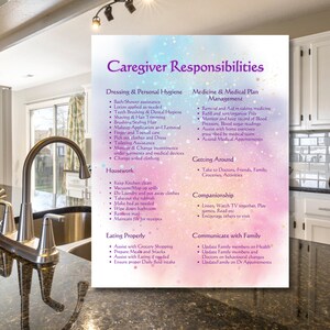 Editable Caregiver Checklist, Caregiver Daily Task Check List ...