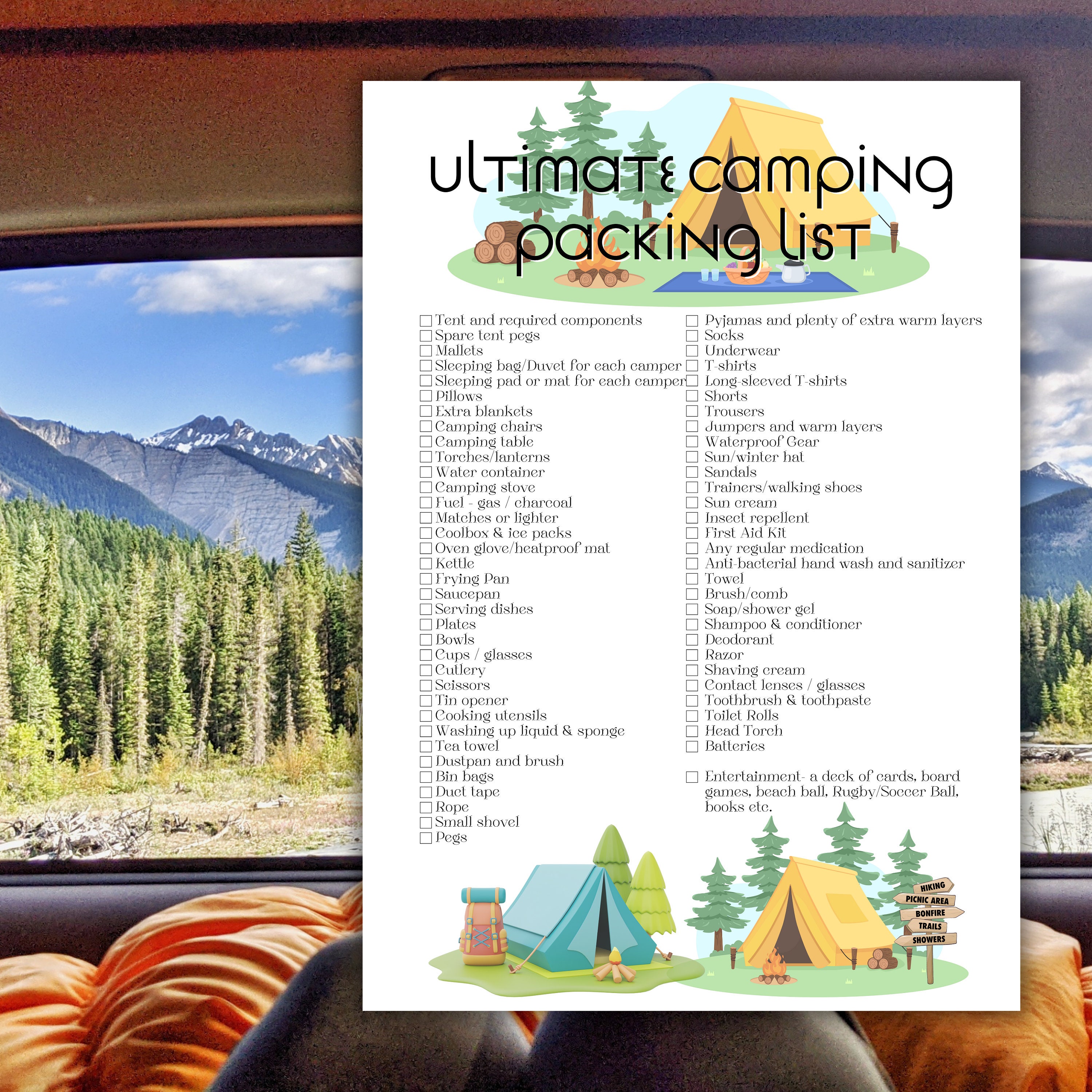 Camping Packing List Camping Checklist Editable Camping Organization ...