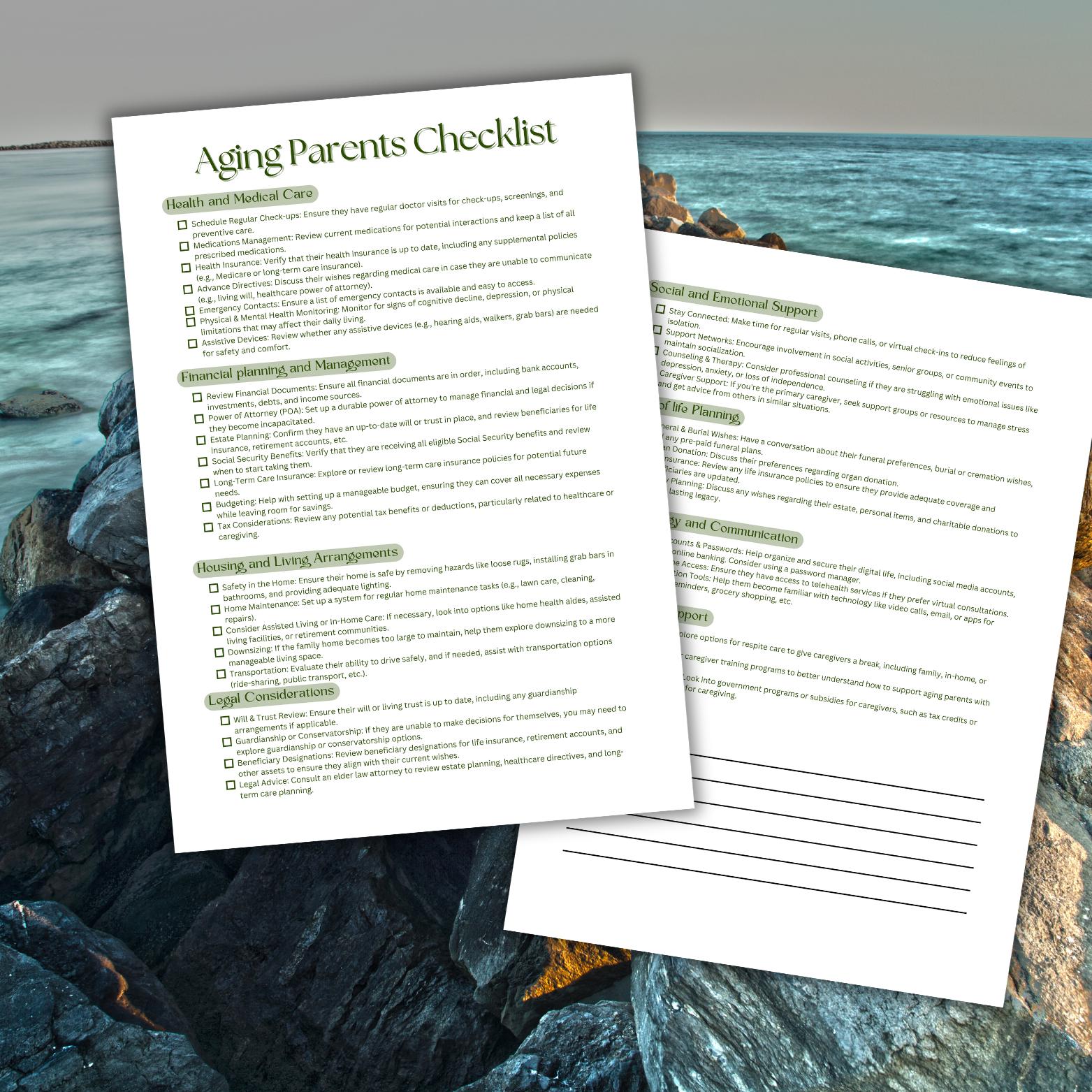 Digital Ageing Parents Checklist, Aging Parents Checklist, Elderly ...