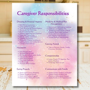 Editable Caregiver Checklist, Caregiver Daily Task Check List ...