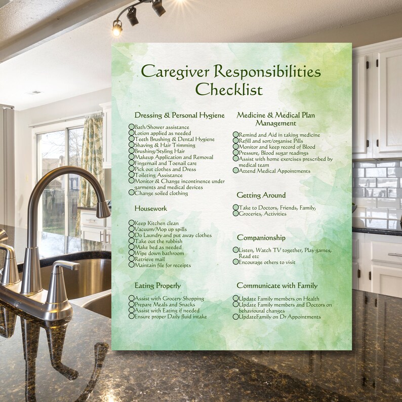 Editable Caregiver Checklist, Caregiver Daily Task Check List ...