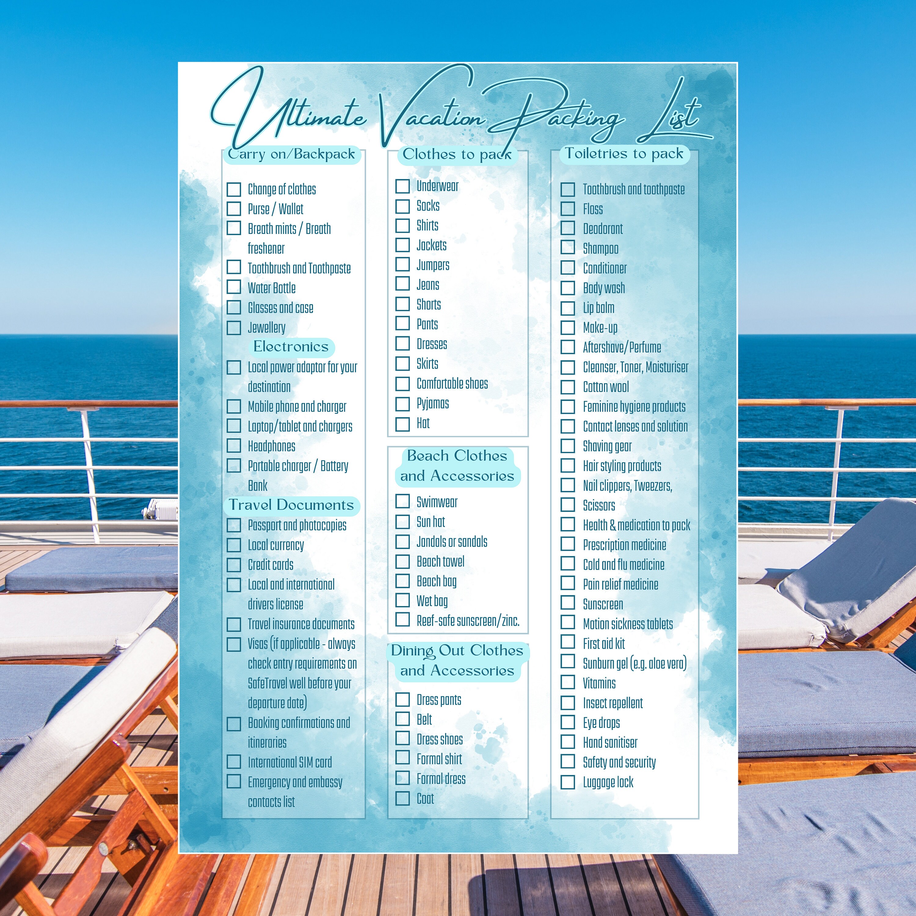 All Inclusive Packing List Caribbean Cruise Packing List International ...