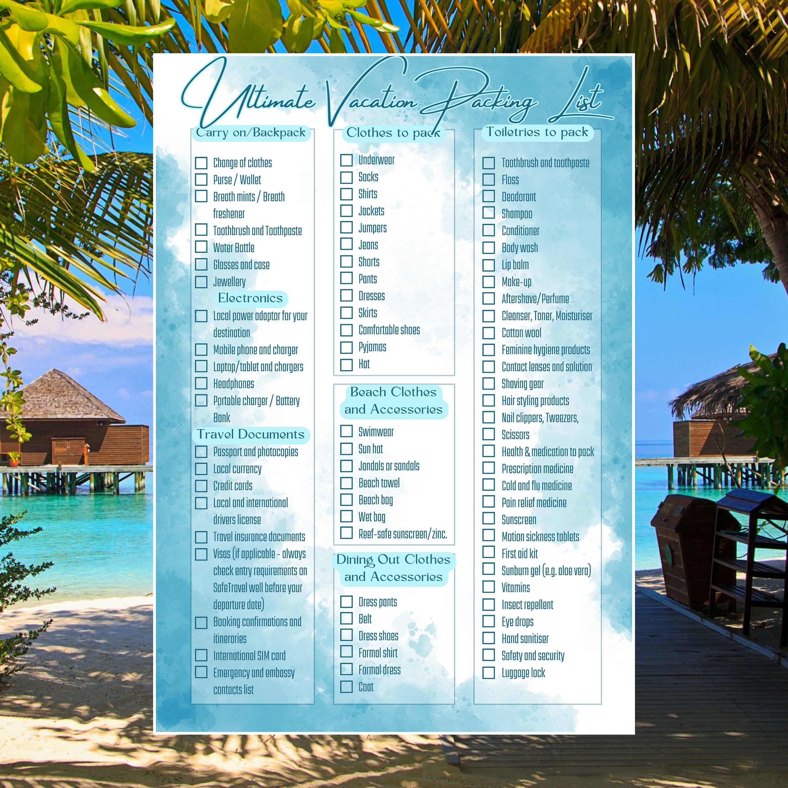 All Inclusive Packing List Caribbean Cruise Packing List International ...