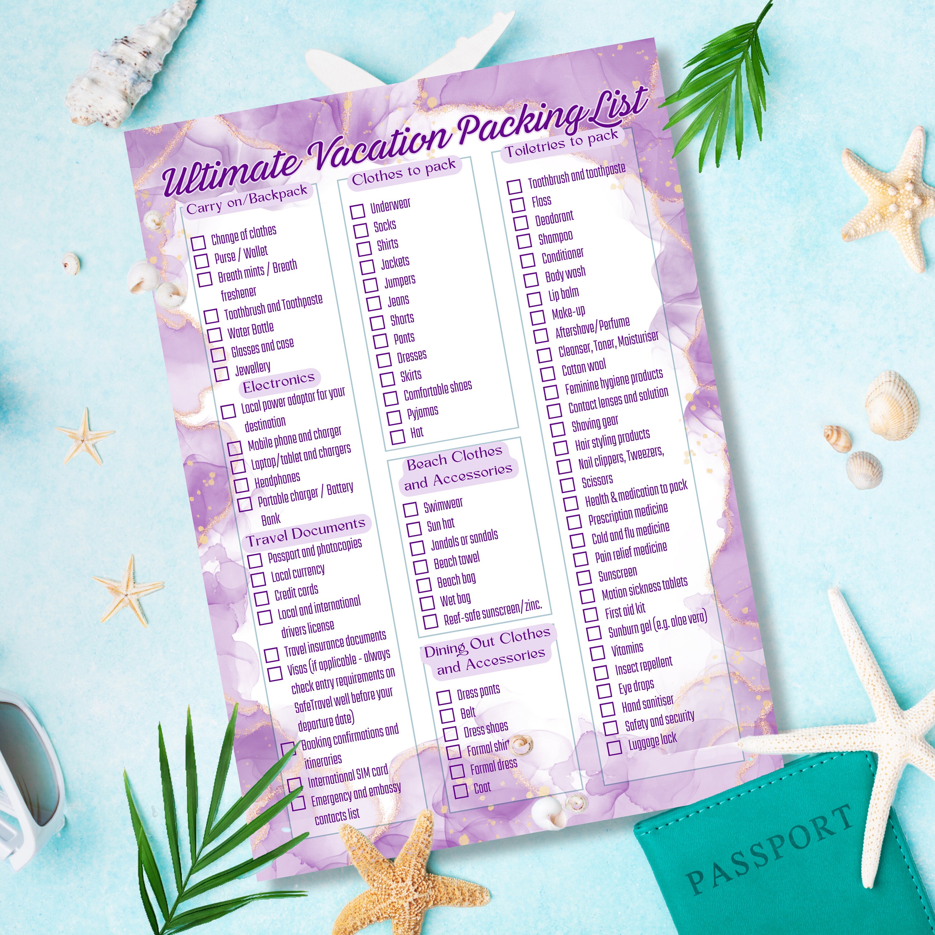 All Inclusive Packing List Beach Vacation Packing List Editable ...