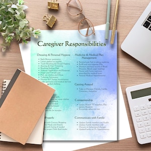 Editable Caregiver Checklist, Caregiver Daily Task Check List ...