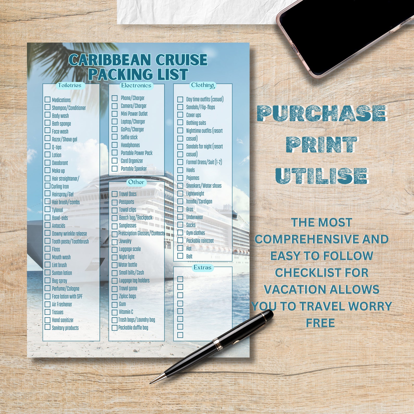 All Inclusive Packing List Caribbean Cruise Packing List Editable ...