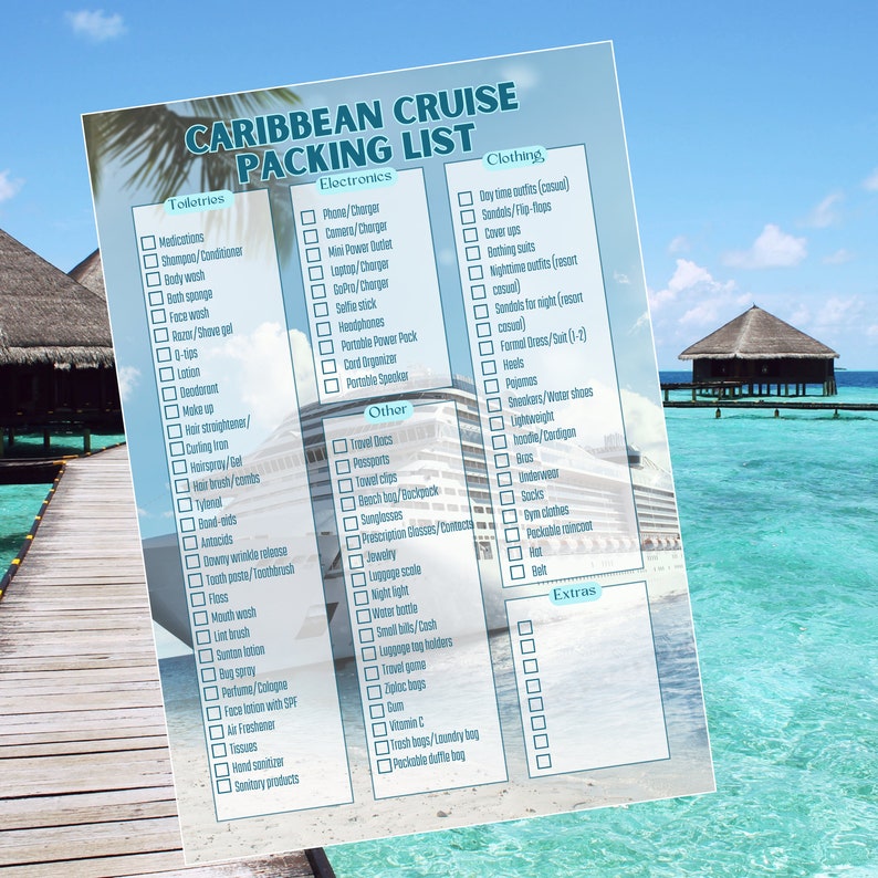 All Inclusive Packing List Caribbean Cruise Packing List Editable ...