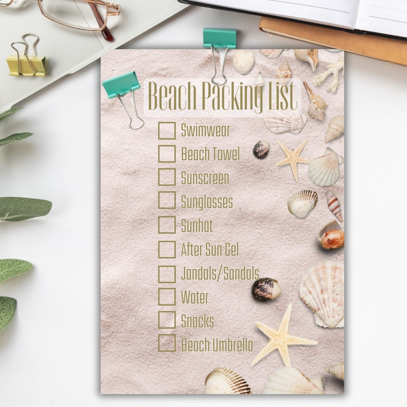 A4 Coastline Printable Checklist, Editable Beach Holiday Packing List ...