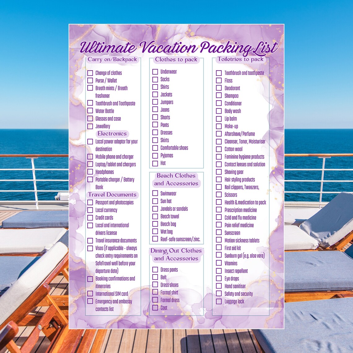 All Inclusive Packing List Beach Vacation Packing List Editable ...