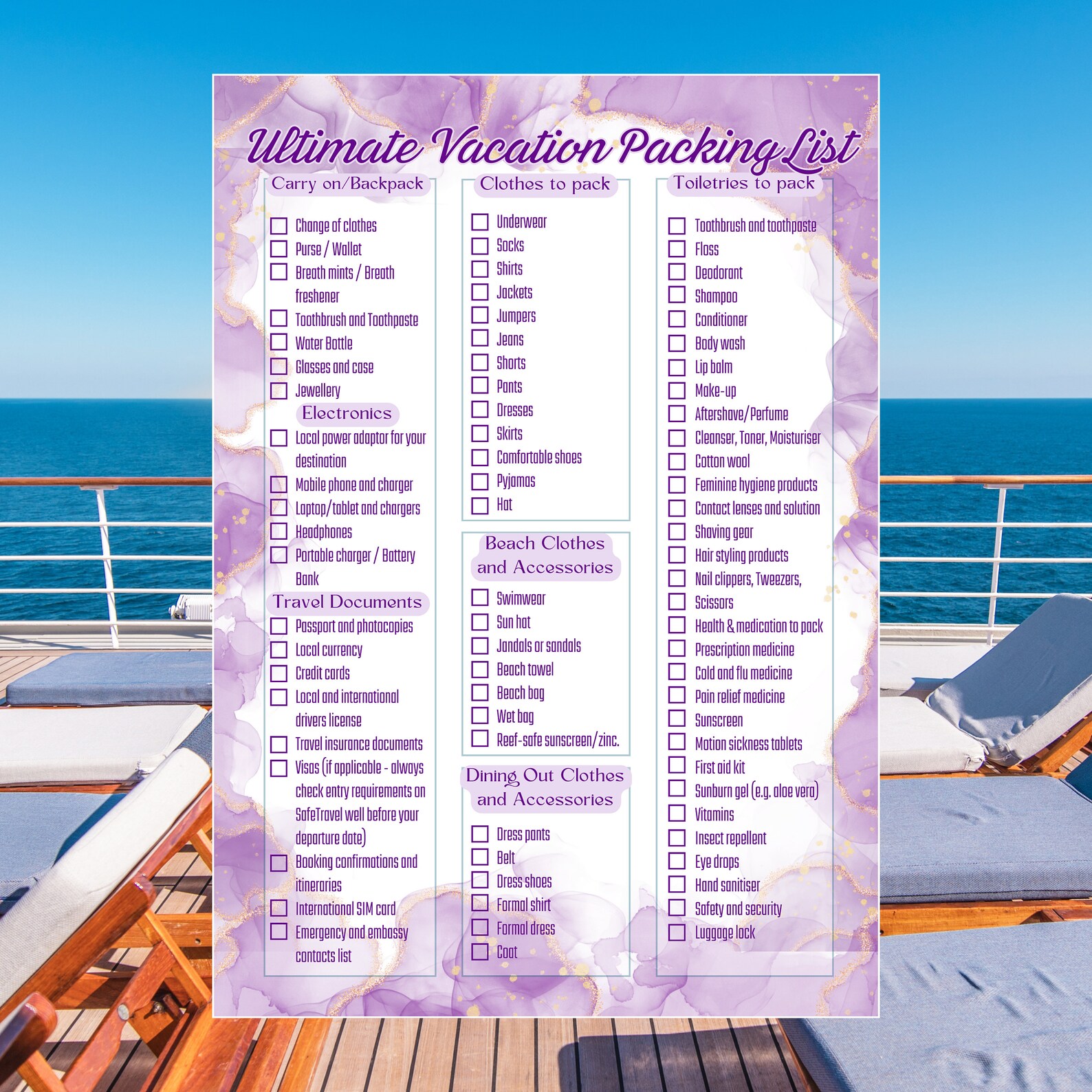 All Inclusive Packing List Beach Vacation Packing List Editable ...