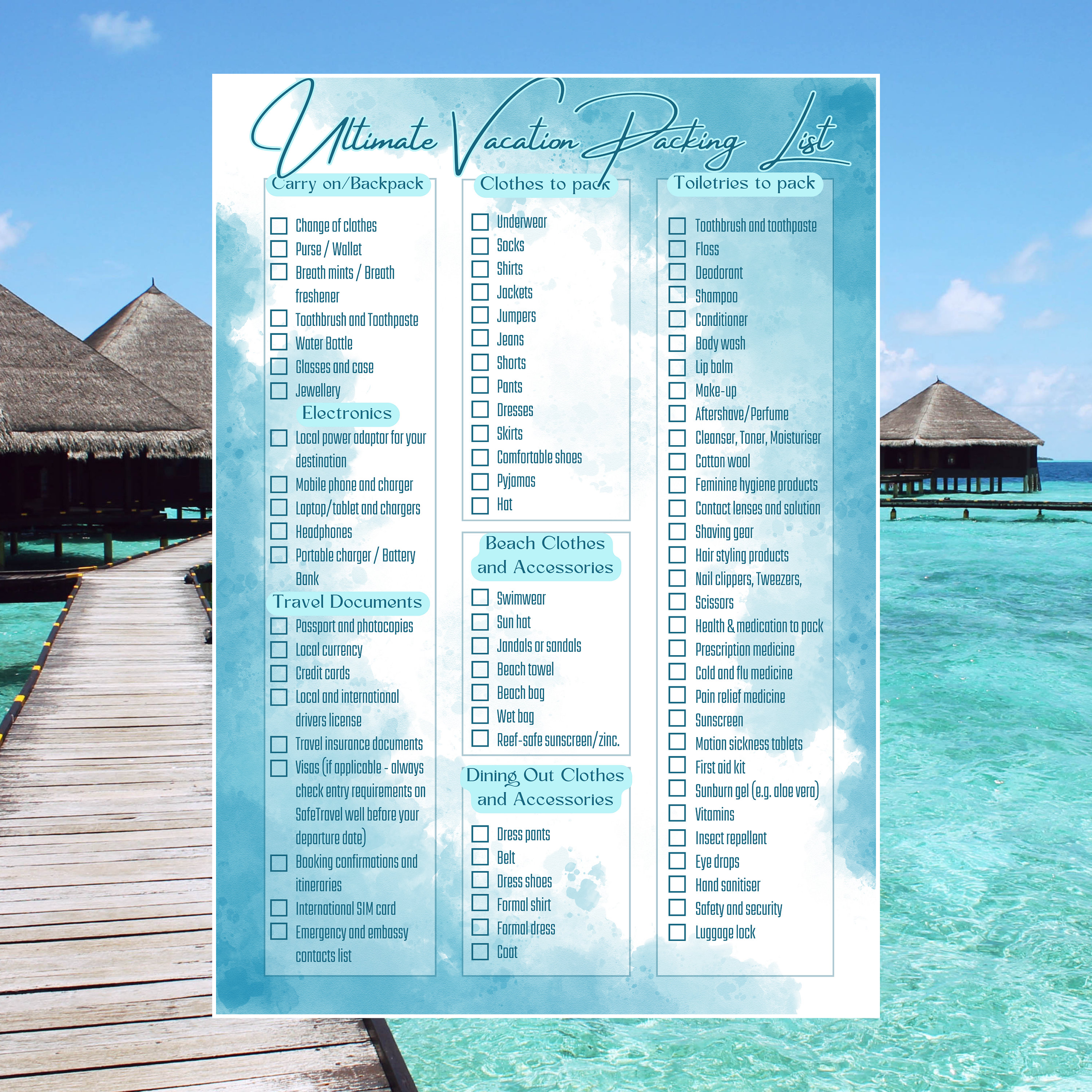 All Inclusive Packing List Caribbean Cruise Packing List International ...