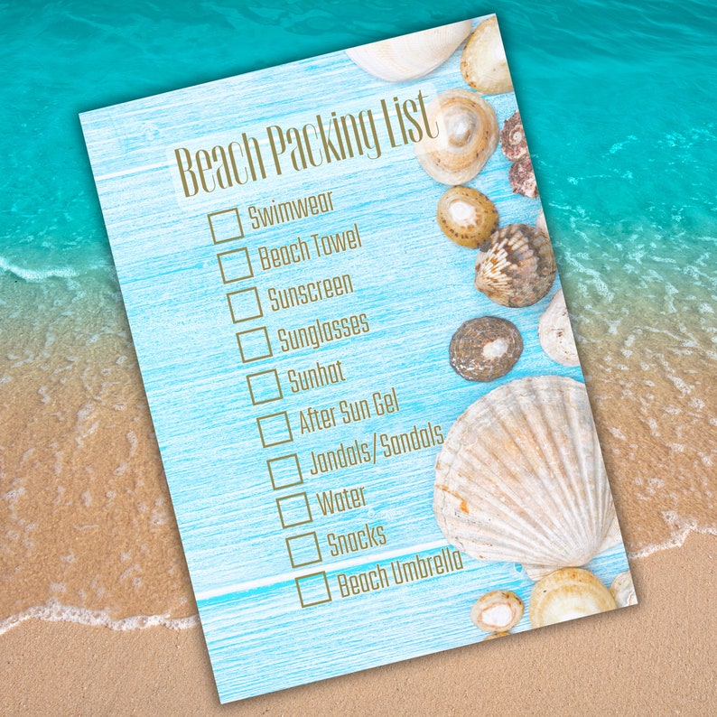 Oceanfront Packing Printable Guide, Editable Beach Weekend Daytrip List ...