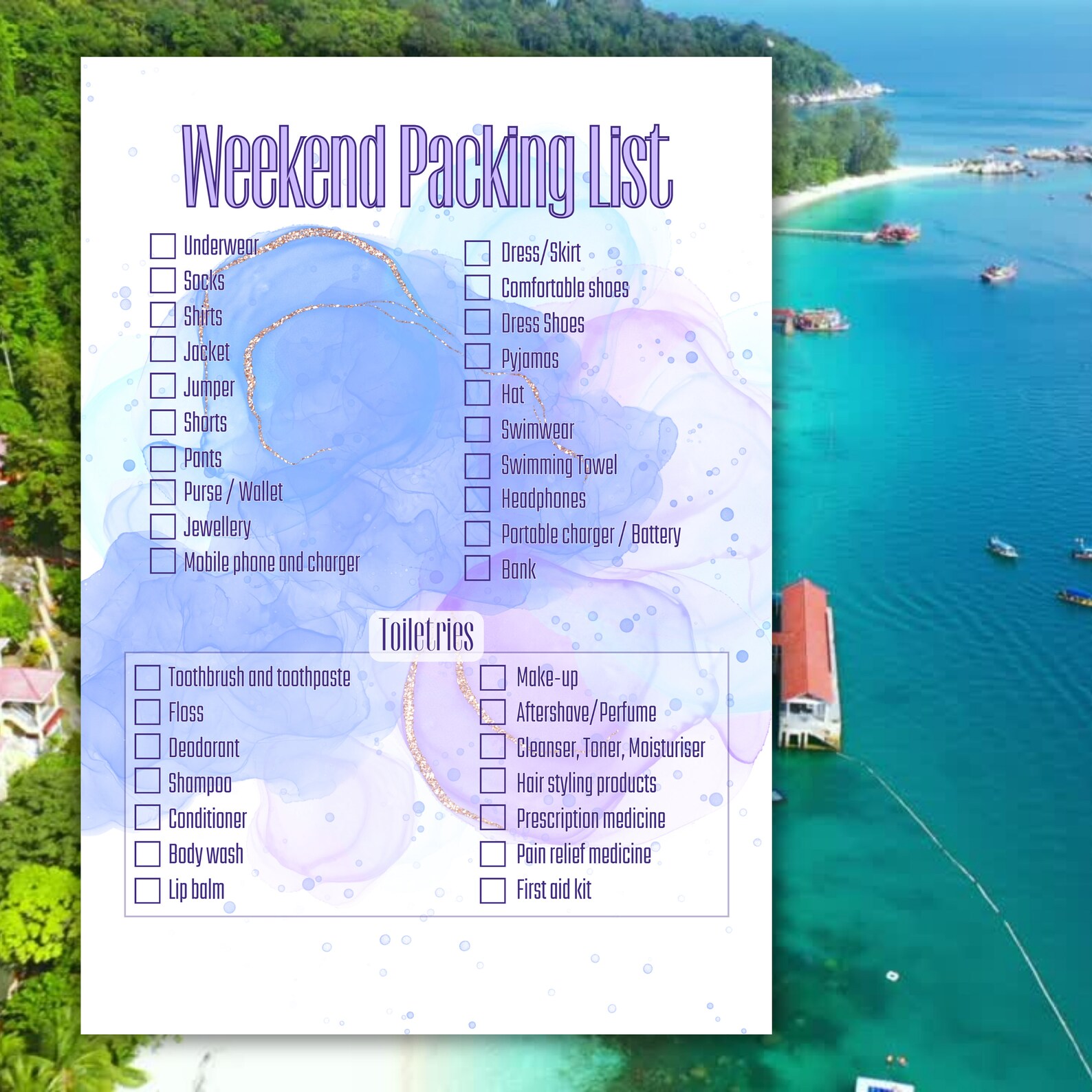 All Inclusive Packing List, Editable Packing List Printable, Vacation ...