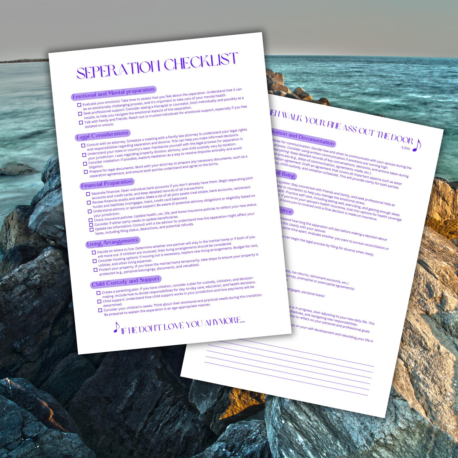 Divorce Checklist, Seperation Checklist, Divorce Paperwork, Disclosure ...