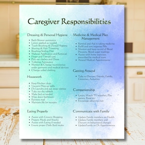 Editable Caregiver Checklist, Caregiver Daily Task Check List ...