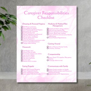 Caregiver Checklist Printable | Daily Elderly Care Log and Home Health ...