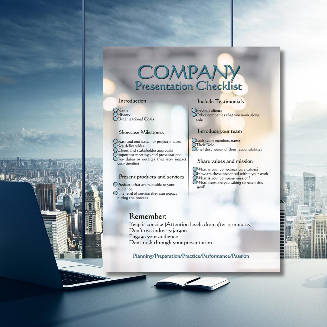 Complete Company Presentation Checklist for Business Pitch Investor ...
