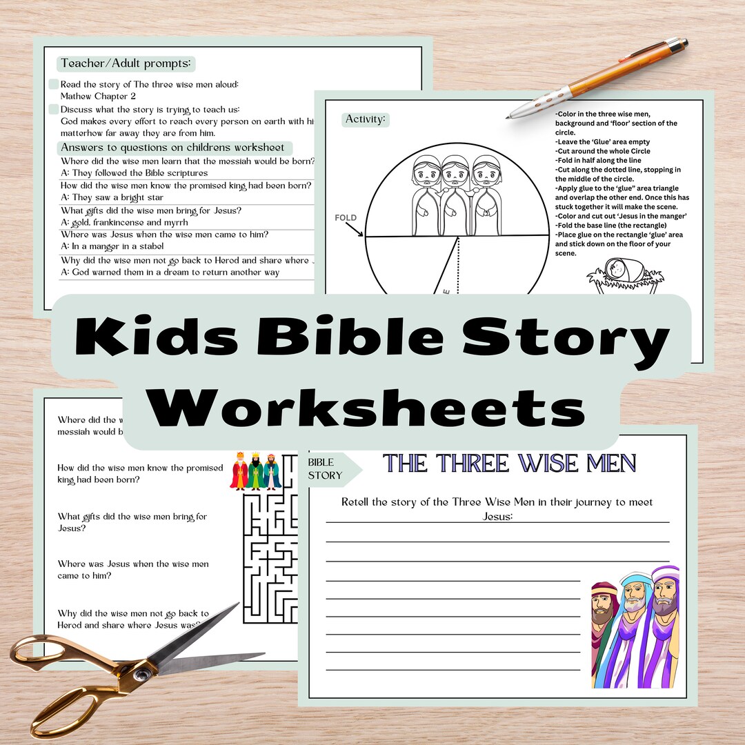 Kids Bible Activity Sheets, Bible Character Study, Bible Study Binder ...