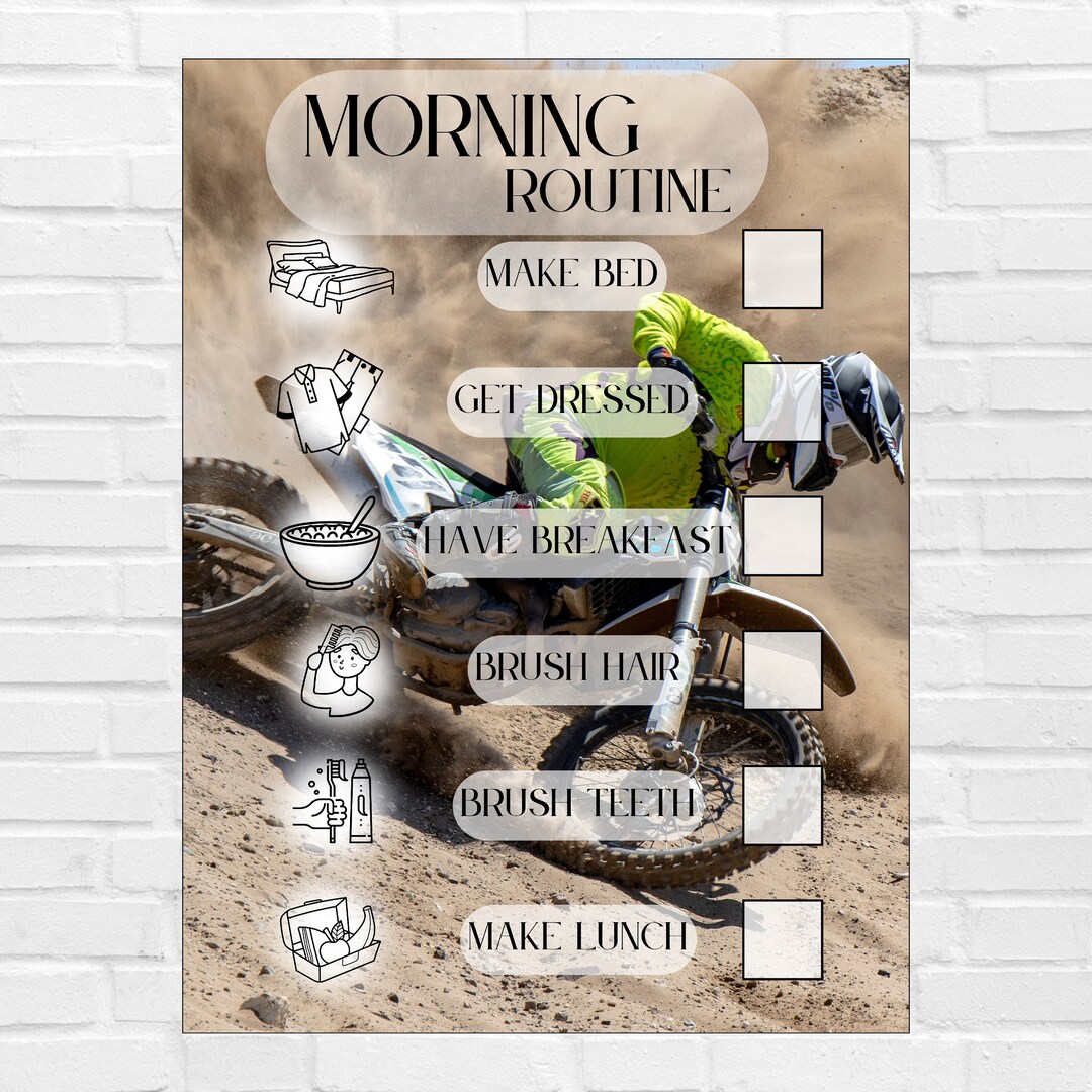 Checklist Printable Motocross A4 Children Before School Schedule ...