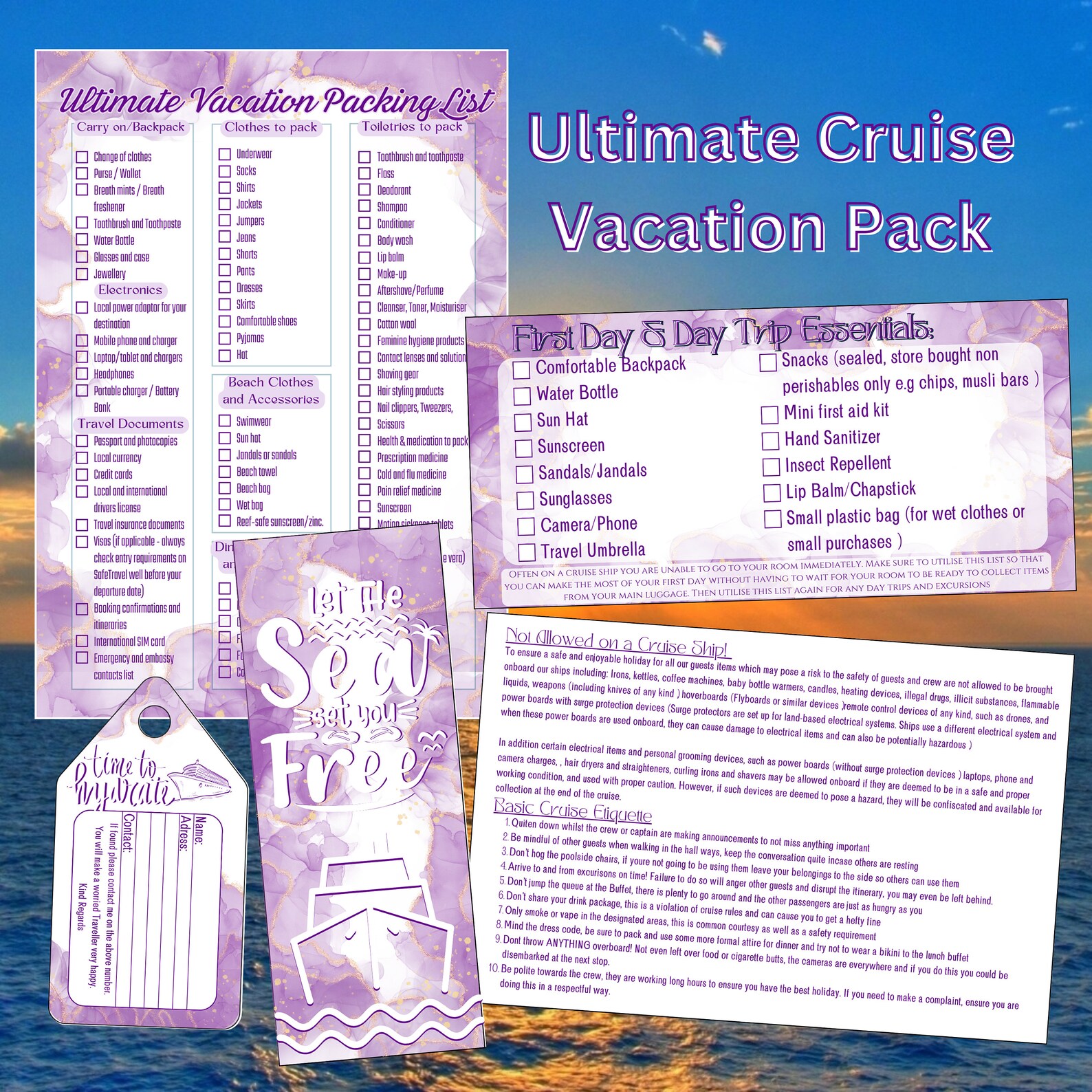 All Inclusive Packing List Beach Vacation Packing List Editable ...