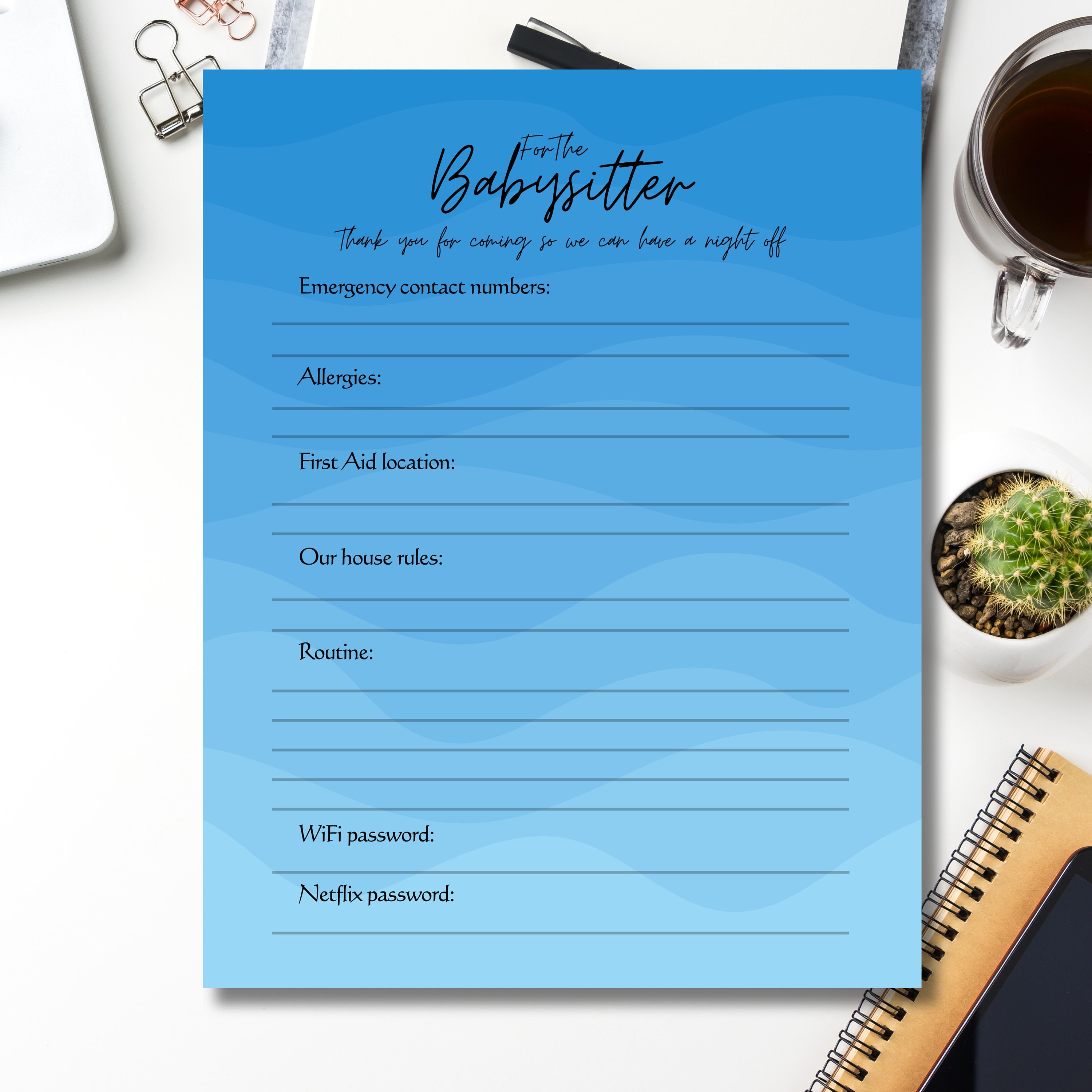 Editable Babysitter Checklist, Information for Babysitter, Babysitter ...