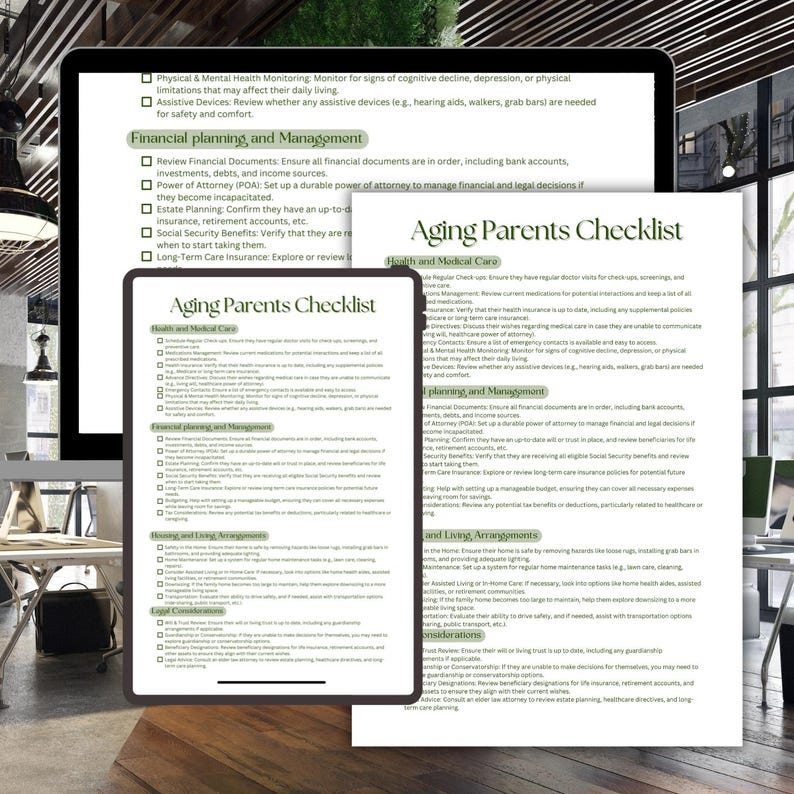 Digital Ageing Parents Checklist, Aging Parents Checklist, Elderly ...