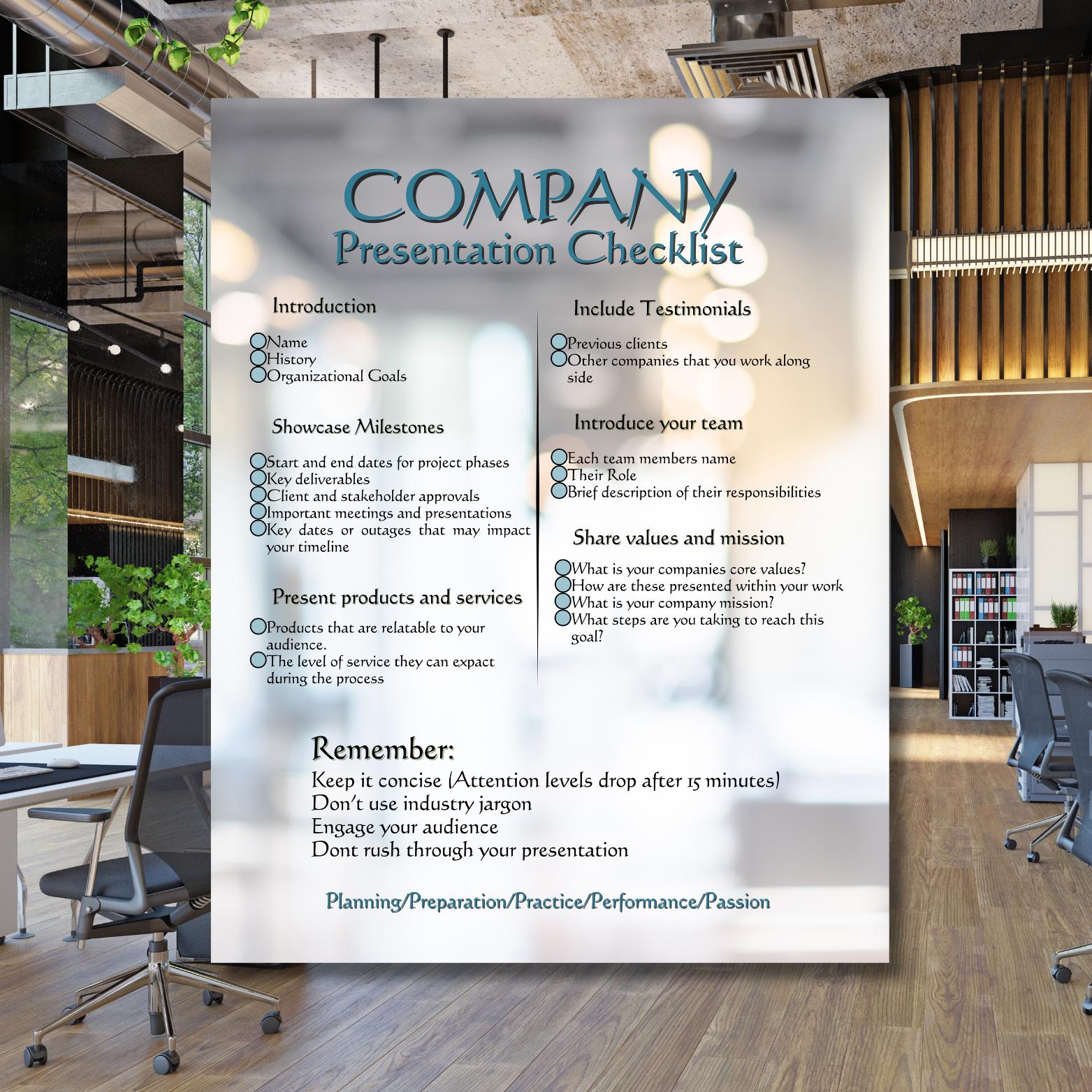 Complete Company Presentation Checklist for Business Pitch Investor ...