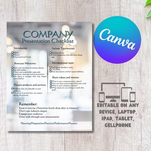 Complete Company Presentation Checklist for Business Pitch Investor ...
