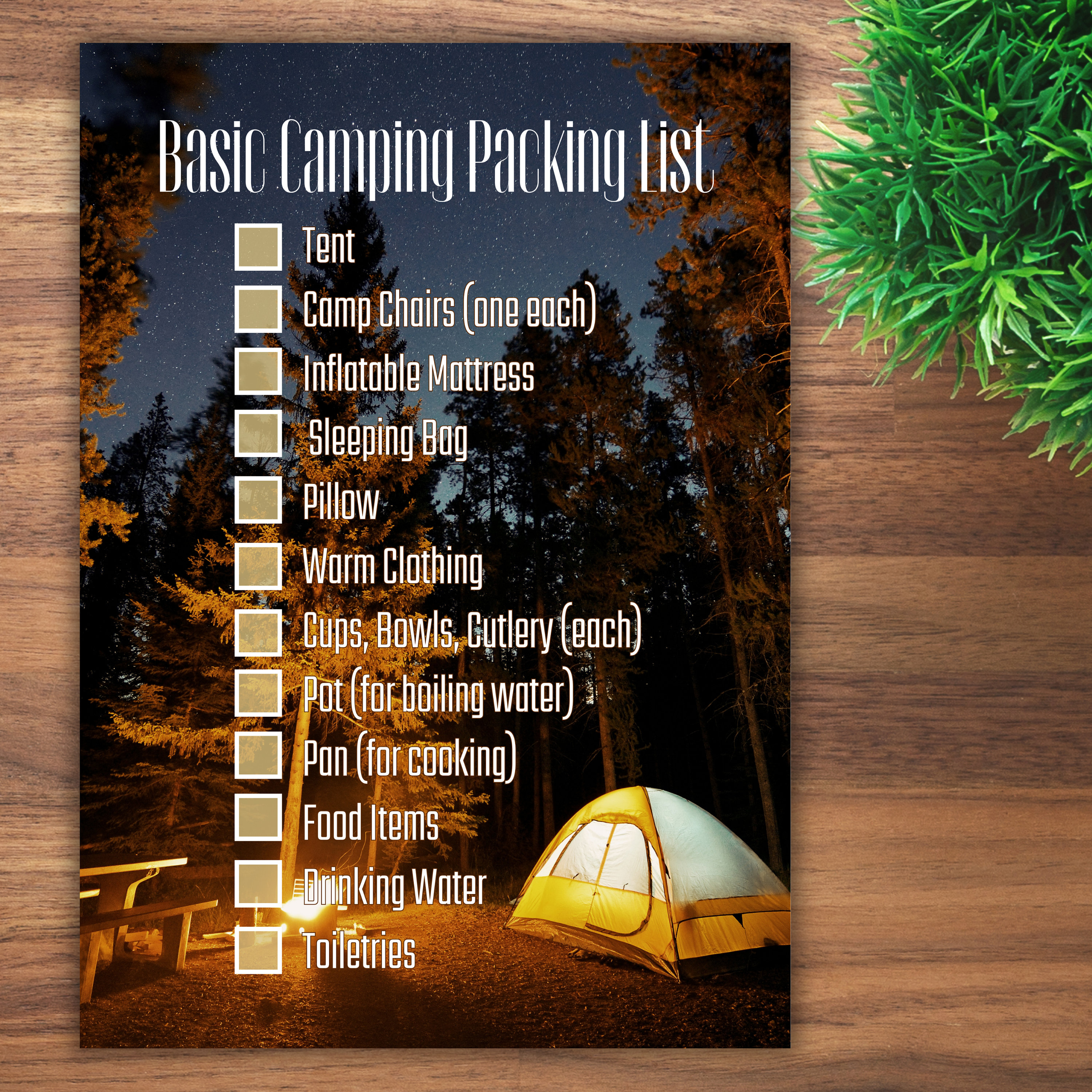 Camping Packing List, Camping Checklist, Editable Camping Organization ...
