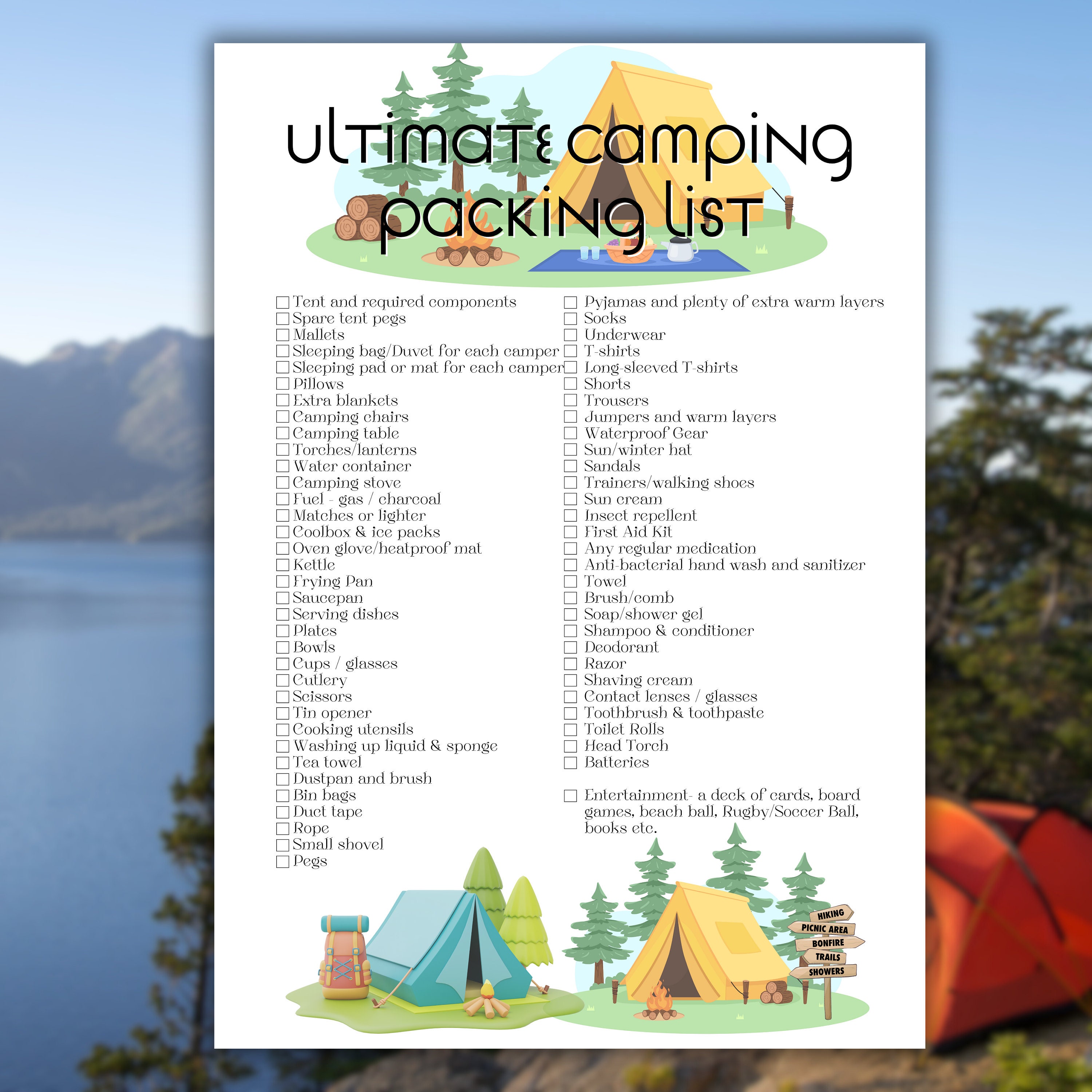Camping Packing List Camping Checklist Editable Camping Organization ...