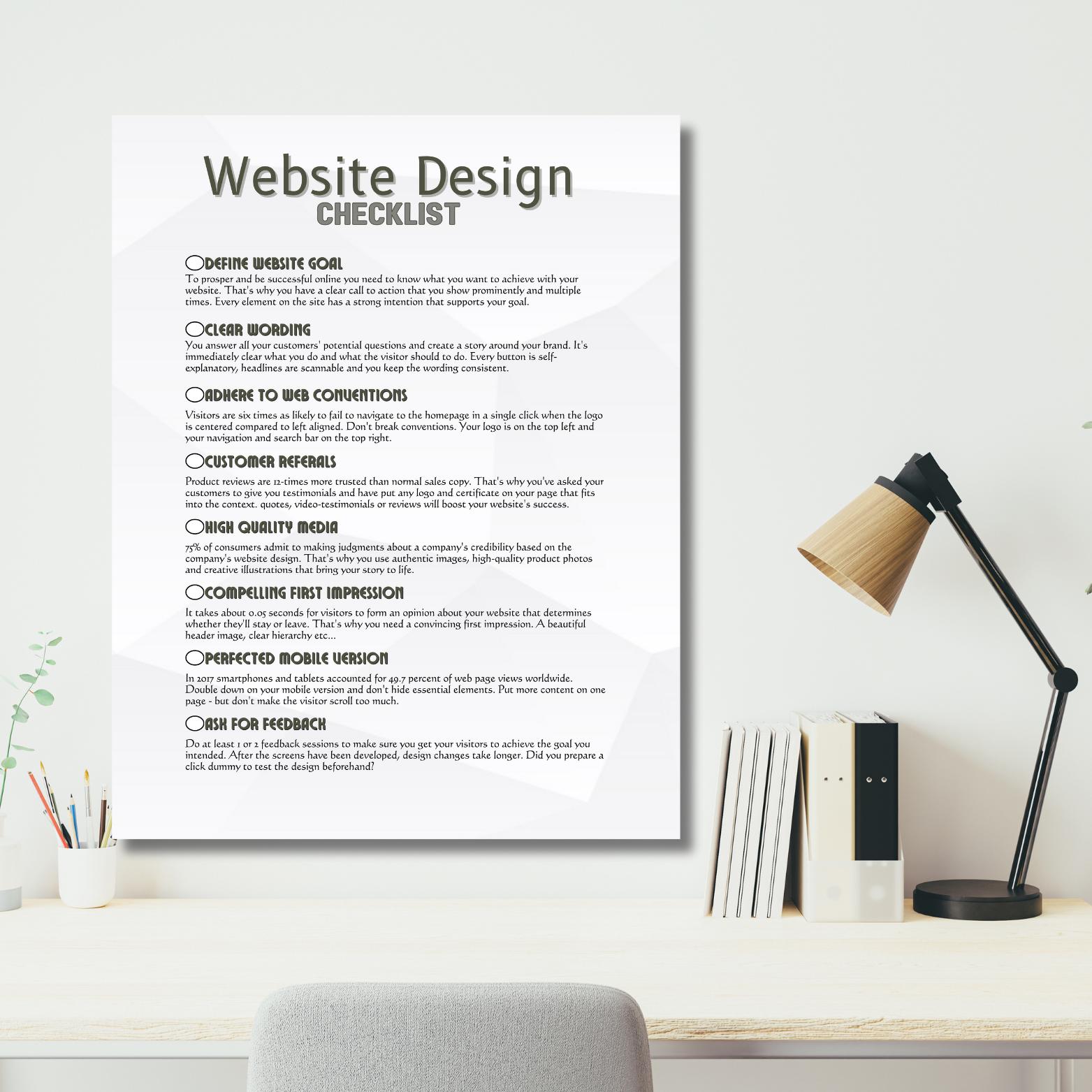 Website Design Checklist Tips for SEO & Mobile Optimisation Including ...