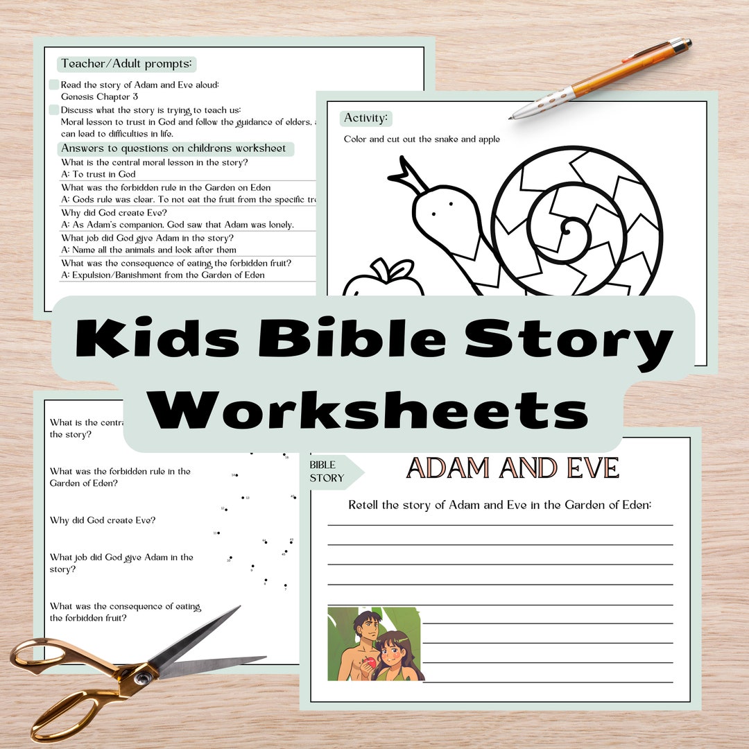 Kids Bible Activity Sheets, Bible Character Study, Bible Study Binder ...