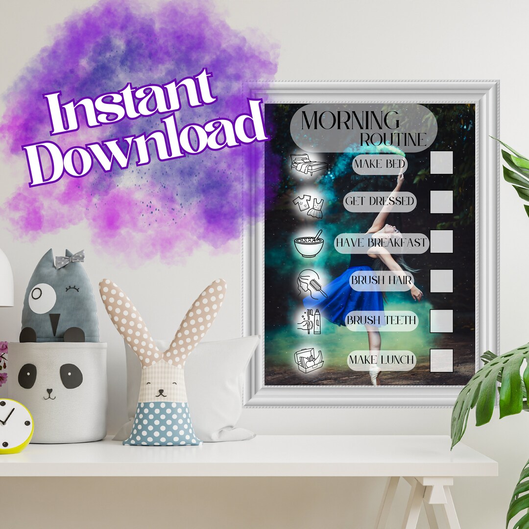 Chore Chart Morning Checklist for Dance Kids Room Decor - Etsy