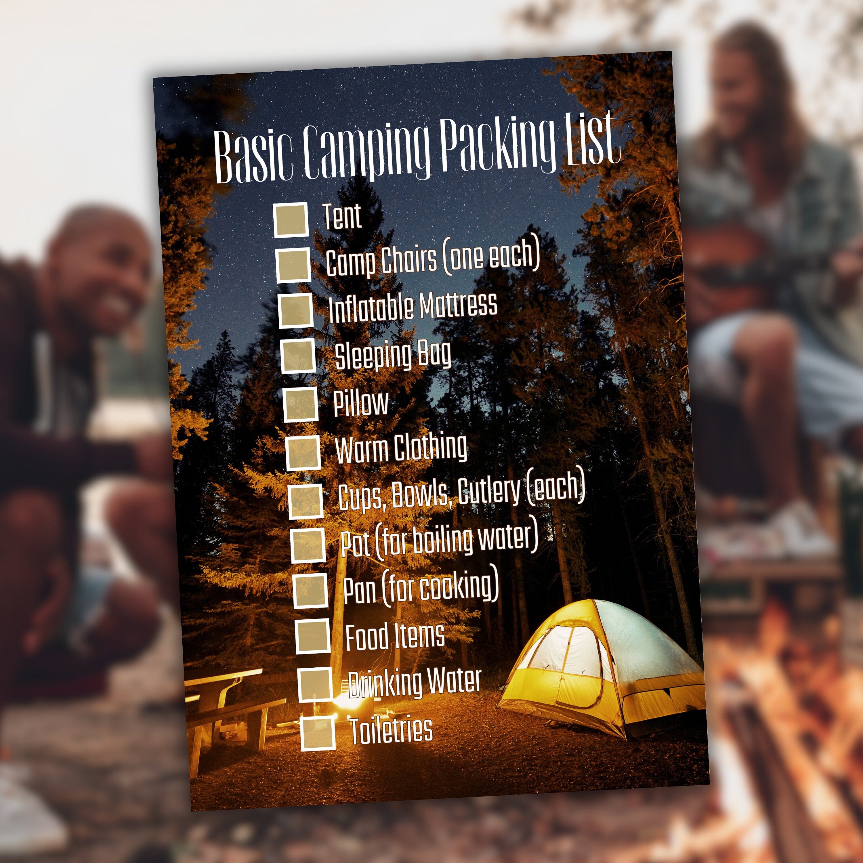 Camping Packing List, Camping Checklist, Editable Camping Organization ...