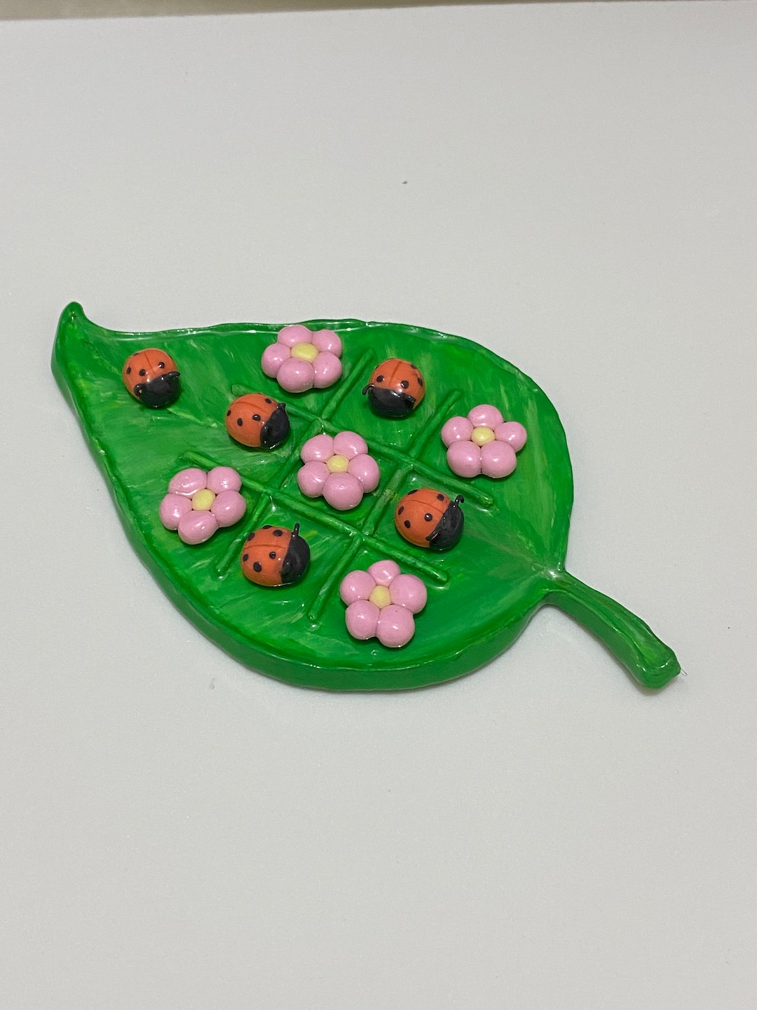 Leaf Tic-tac-toe Board With Flower and Ladybug Pieces - Etsy