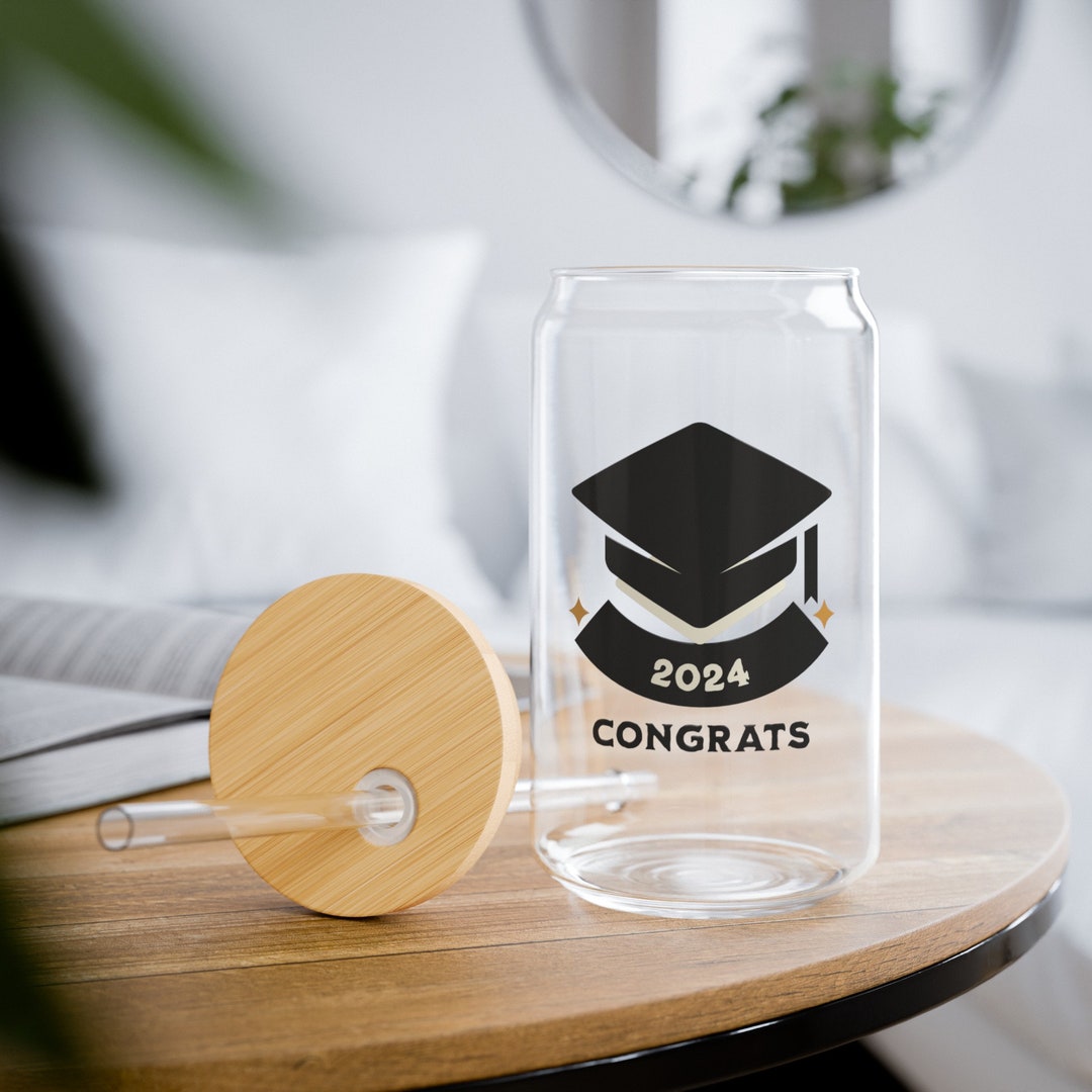 Congrats Graduation Glass, 16oz Graduation Tumbler Glass, Graduation ...