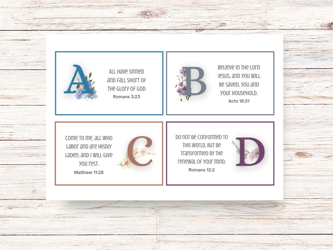 ABC Scripture Memory Cards - Color Floral - for Kids and Moms! - Etsy