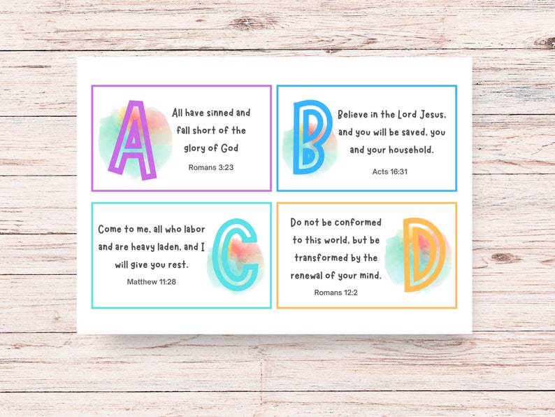 ABC Scripture Memory Cards - Bright Colors for Kids! - Etsy