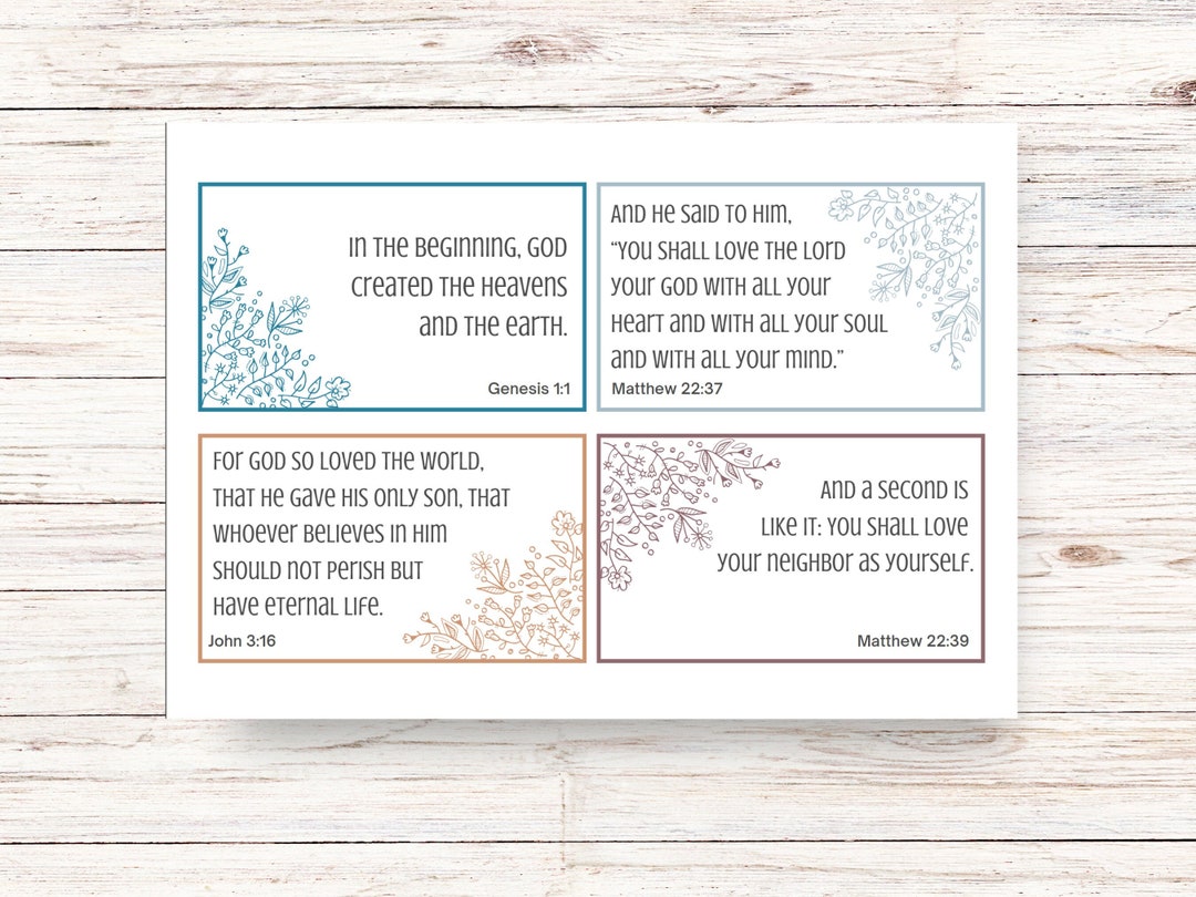 Scripture Memorization Cards - Floral - Etsy