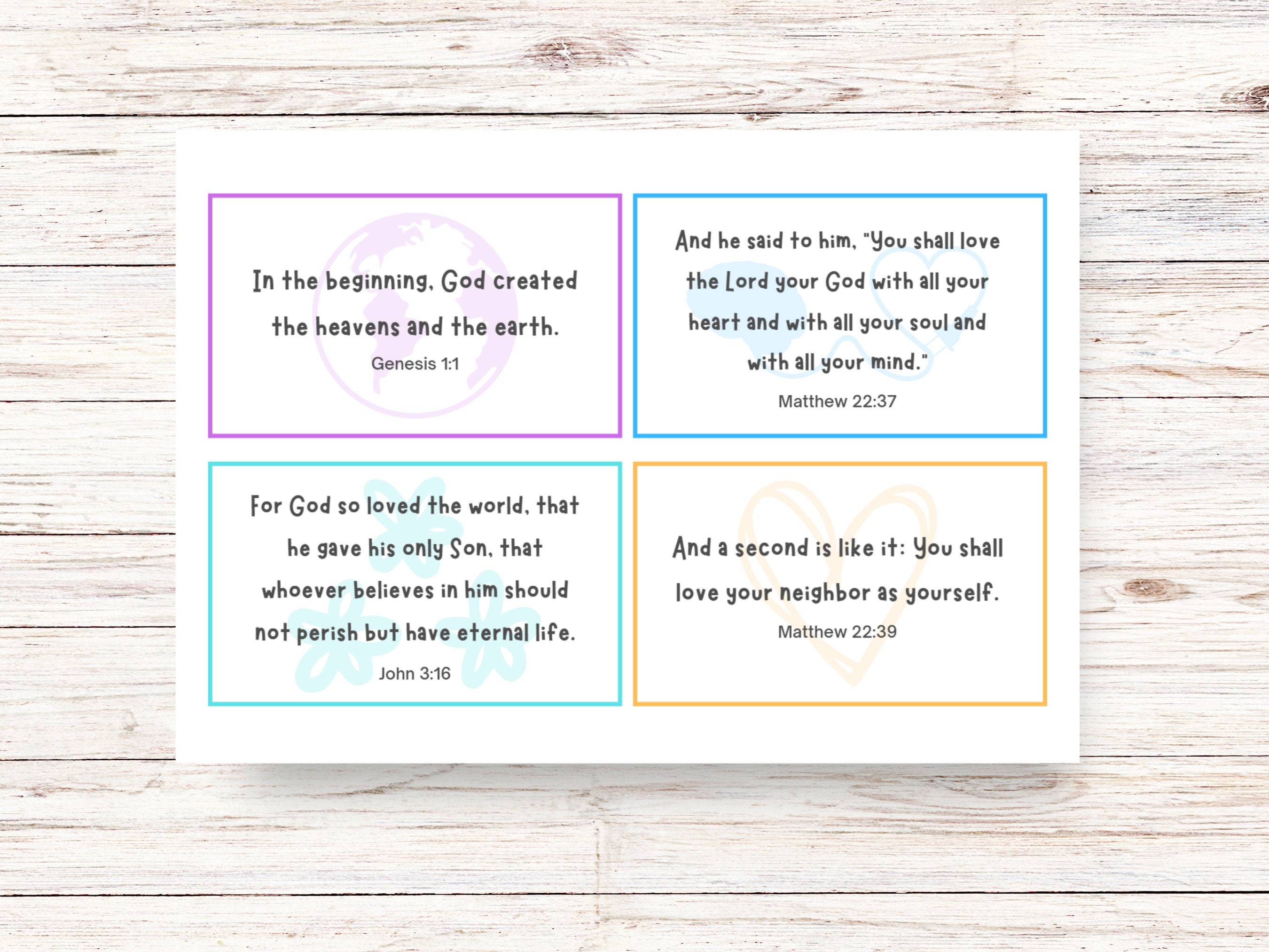 Kids Scripture Cards - 20 Bible Verses for Children - Etsy