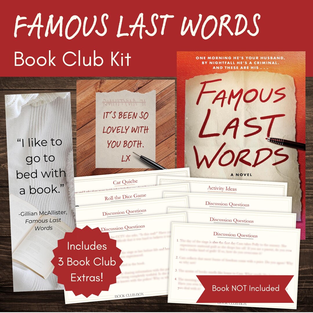 Famous Last Words Book Club Kit and Discussion Guide | Famous Last ...