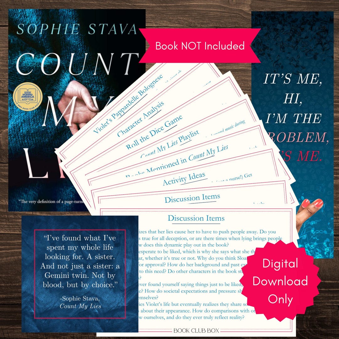 Book Club Kit for Count My Lies by Sophie Stava - Etsy