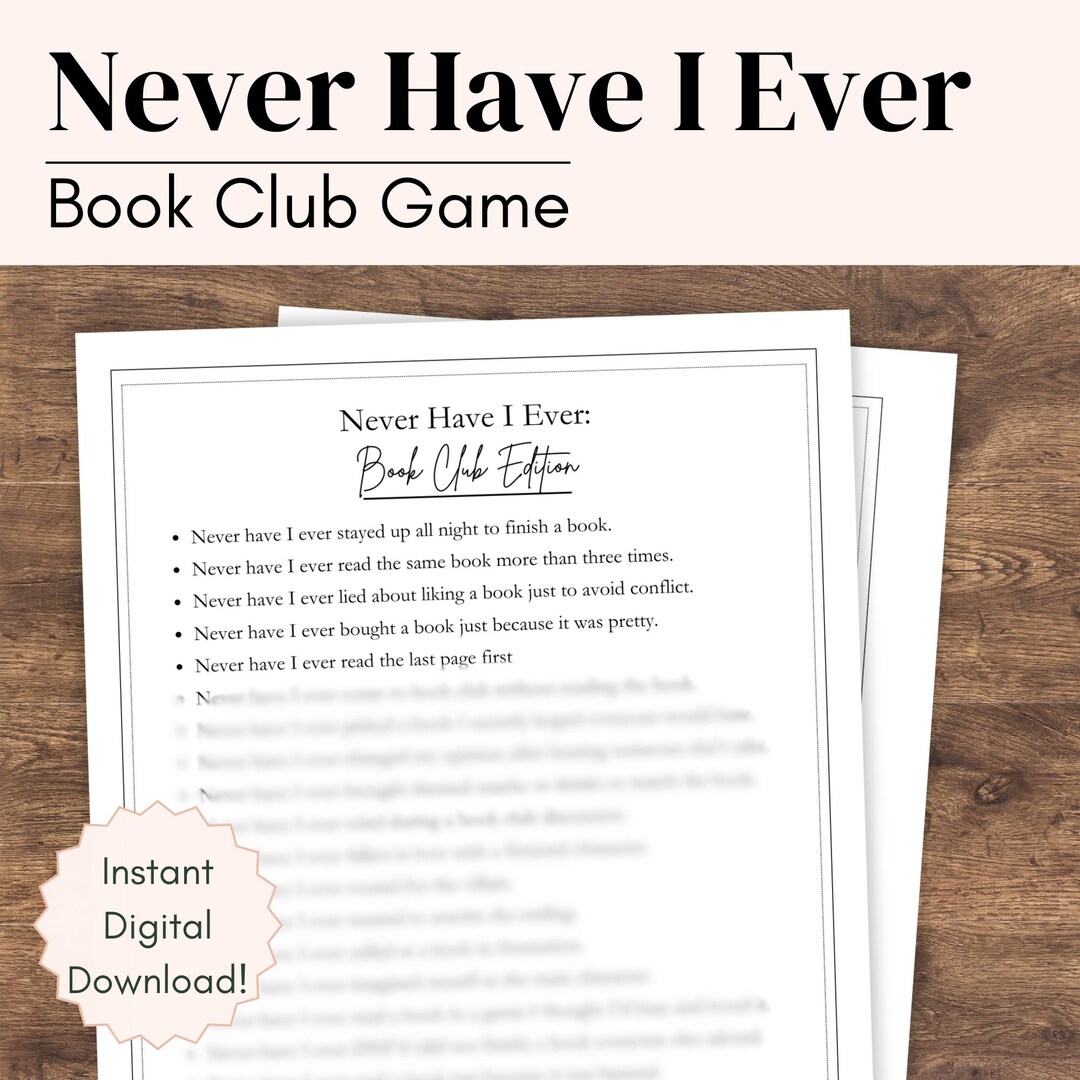 Book Club Game: Never Have I Ever Ice Breaker Activity | Instant ...