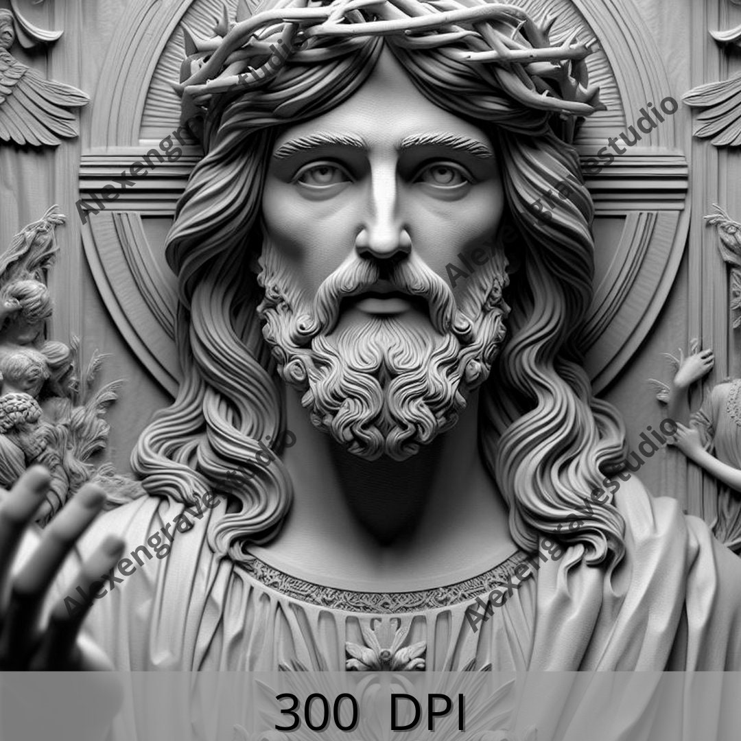 Laser Engraving File | Laser Engraving PNG | Laser Ready | 3D Illusion | Jesus| Digital Design ...