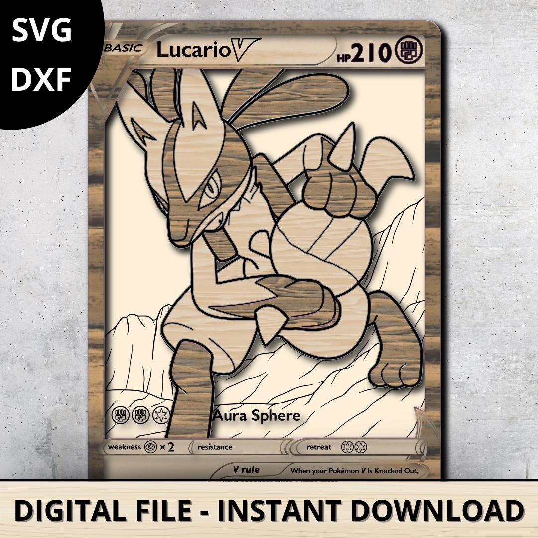Layered Lucario V Pokémon Card SVG, 3D Laser Cut File, DXF for ...