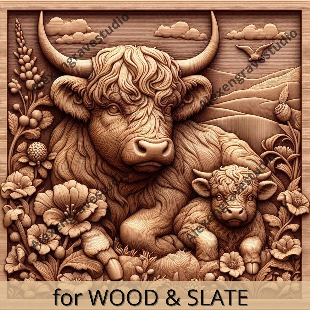 Highland Cow Baby 3D Illusion PNG Laser File, Highland Cow PNG ...